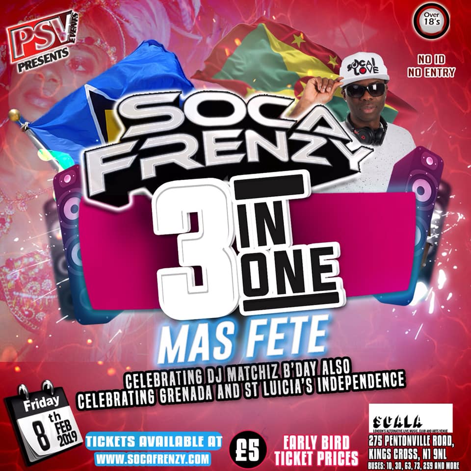 Soca Events - Soca Frenzy - 3 in 1 Mas Fete